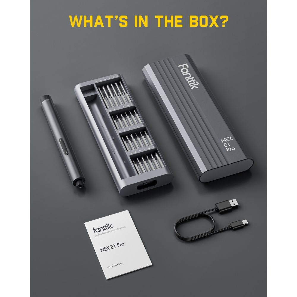 E1 PRO Mini Precision Electric Screwdriver, 24 Magnetic Bits, Fanttik
