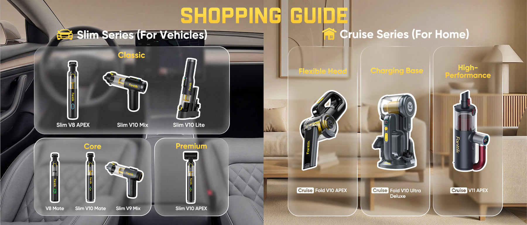 Fanttik Cordless Car Vacuums | Portable Auto Cleaners