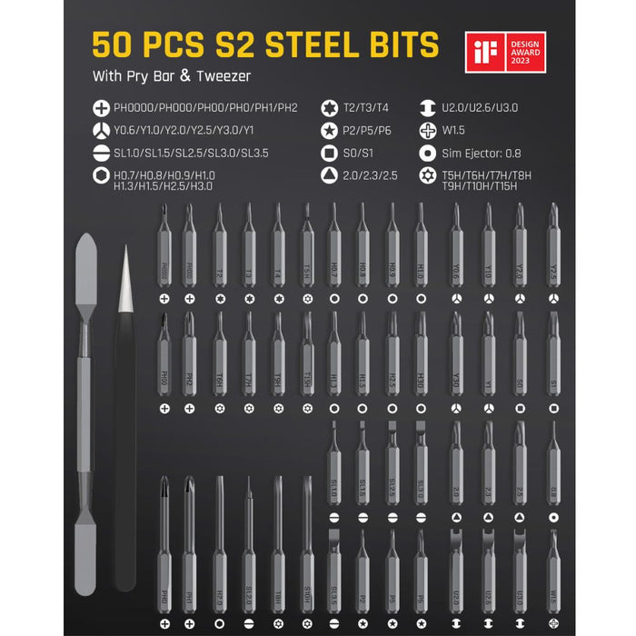 Fanttik E1 MAX Electric Screwdriver - 50 Magnetic Bits