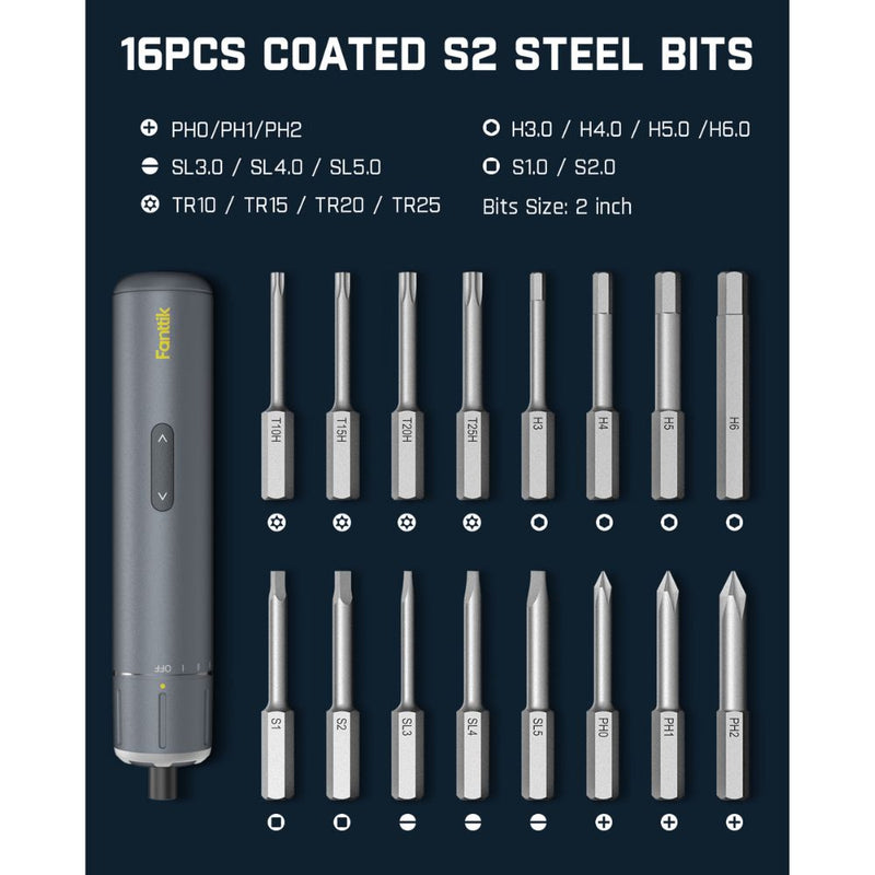 Fanttik S1 Pro Cordless Screwdriver Kit - 16 Bits, High-Tech Features