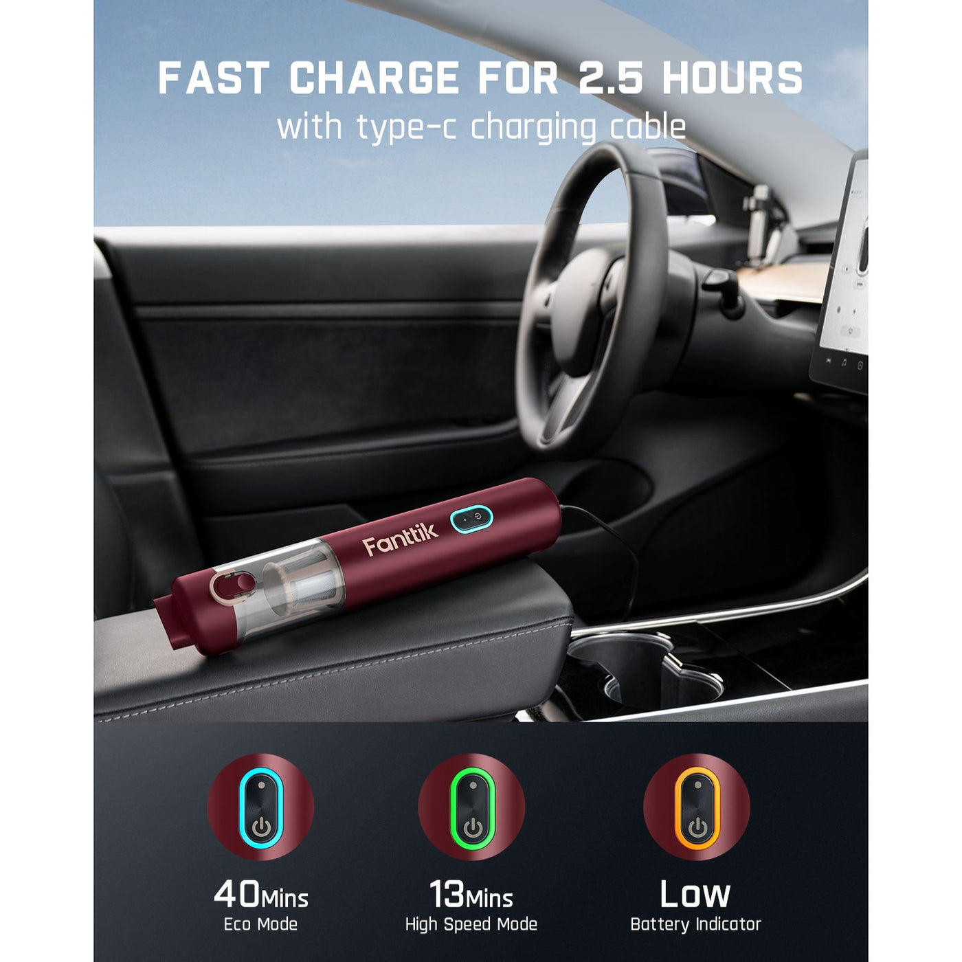 Fanttik Slim V8 Apex Car Vacuum - 4-in-1 Multifunctional Car Vacuum