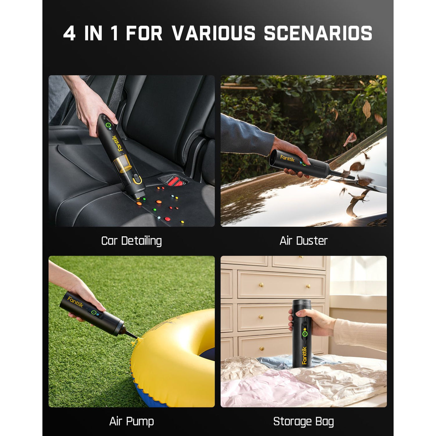Fanttik Slim V10 Apex Cordless Car Vacuum - 4 in 1 Portable vacuum