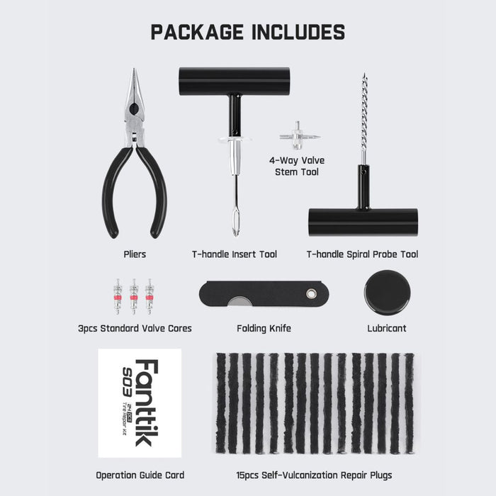 Fanttik Tire Repair Kit - 24pcs Universal Tools | Accessories