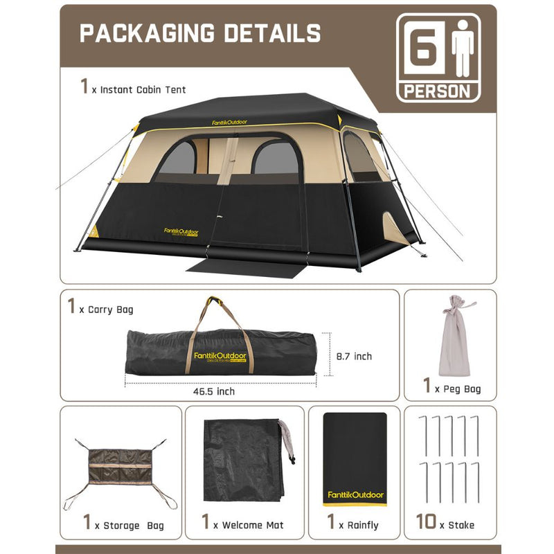 FanttikOutdoor Zeta C6 Pro Max 6 Person Camping Tent-Instant Tent