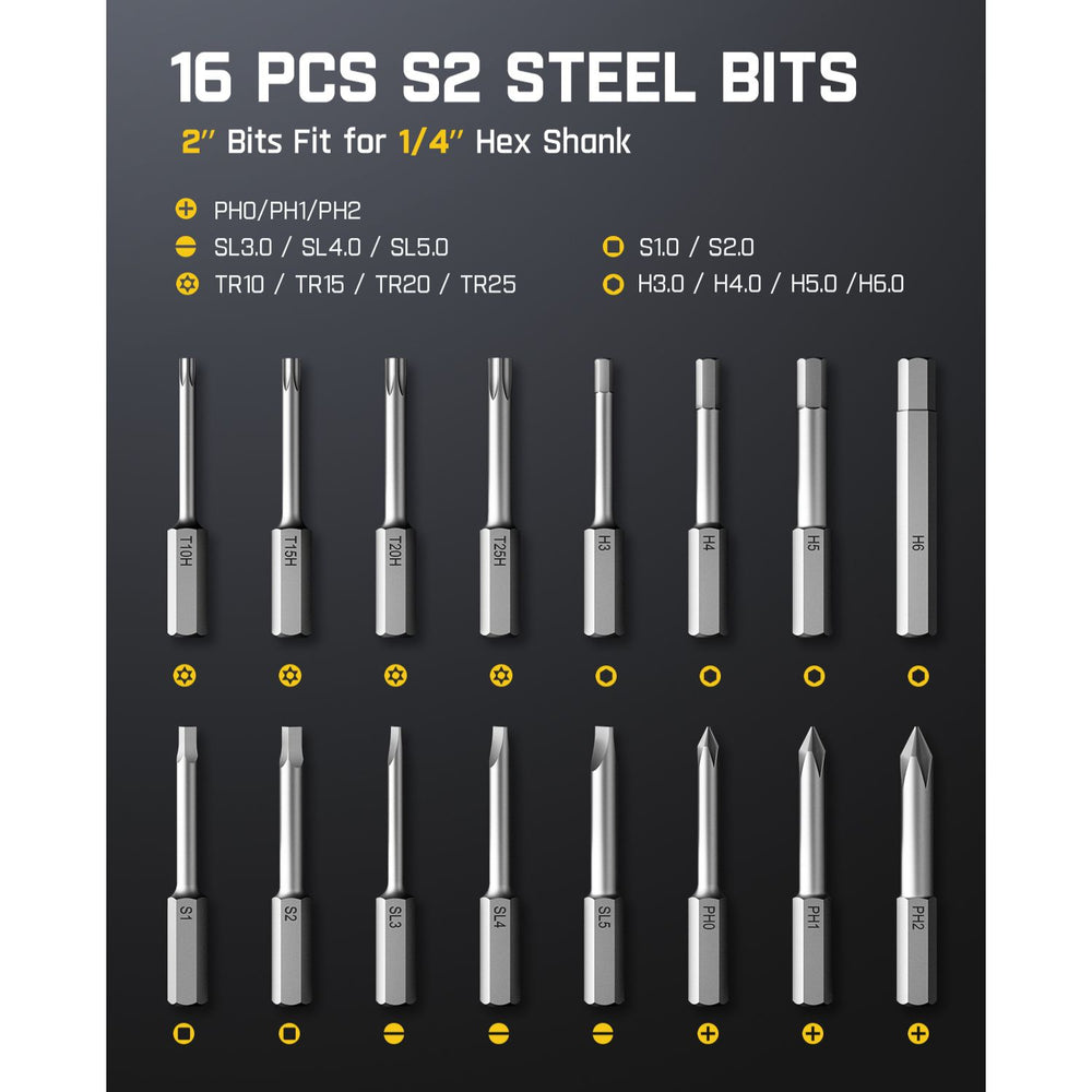 Fanttik S1 Pro Cordless Screwdriver Kit - 16 Bits, High-Tech Features